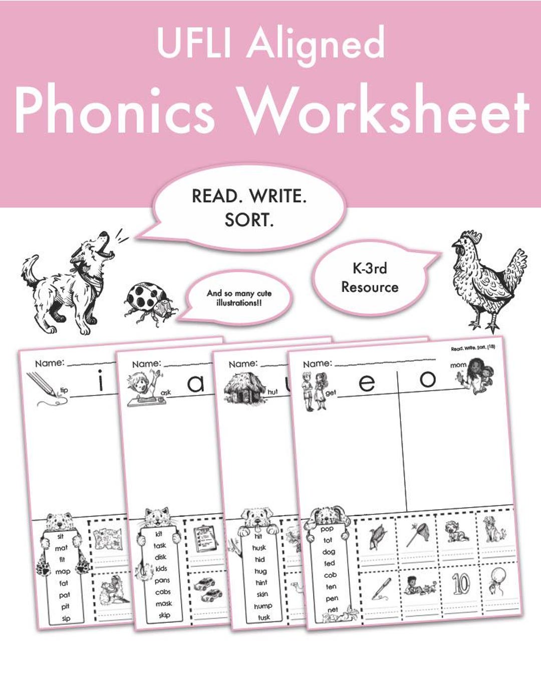 Alphabet Review- Read. Write. Sort. Phonics Classroom Activity ...