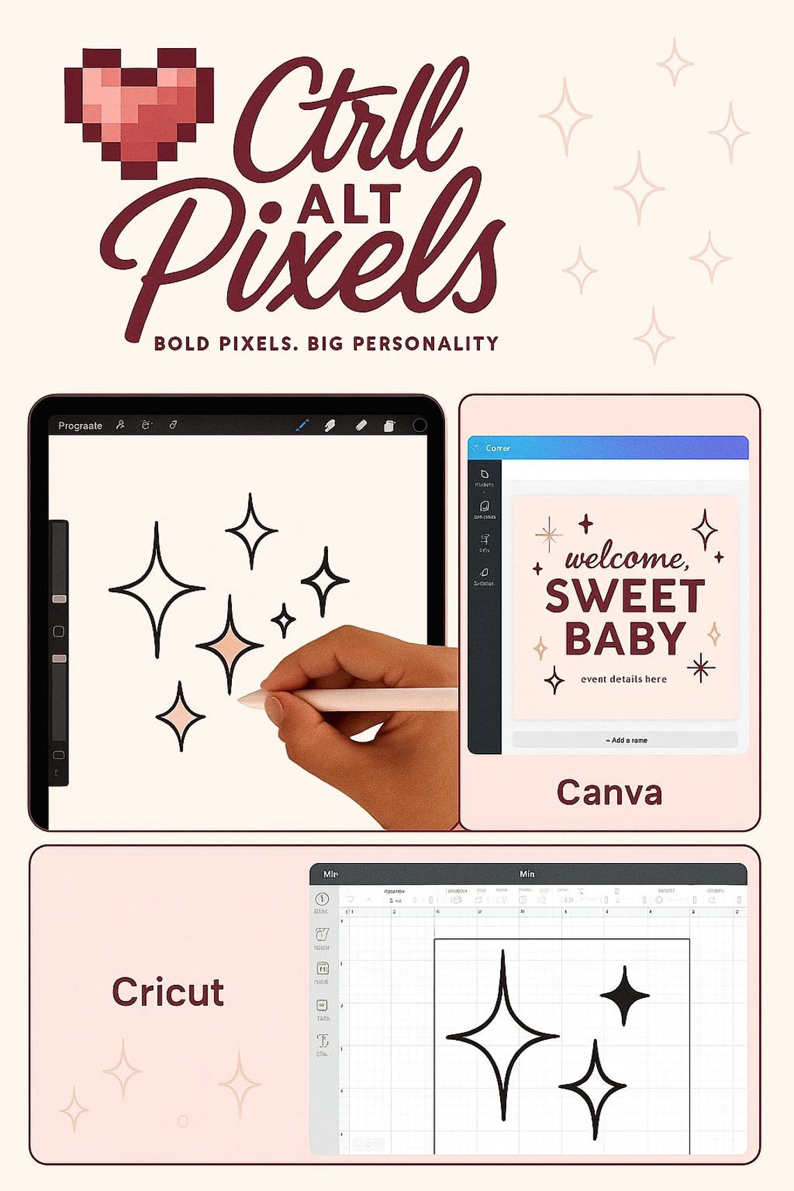 Hand Drawn Star and Sparkle Svgs and Clipart Set Procreate Brush Stamps ...