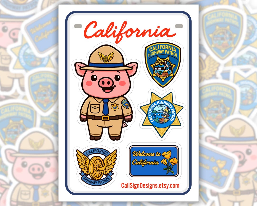 Chips Pig Sticker Sheet: Funny Highway Patrol Trooper Stickers - Etsy