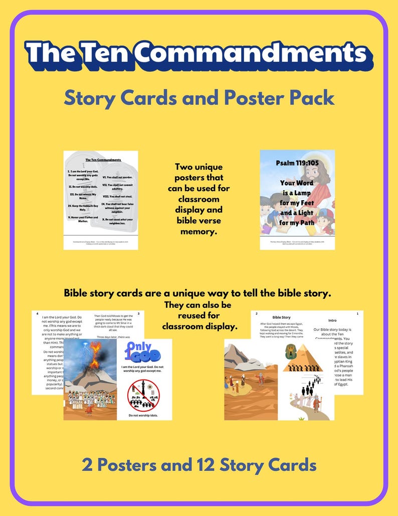 10 Commandments Poster and Story Cards Pack - Etsy