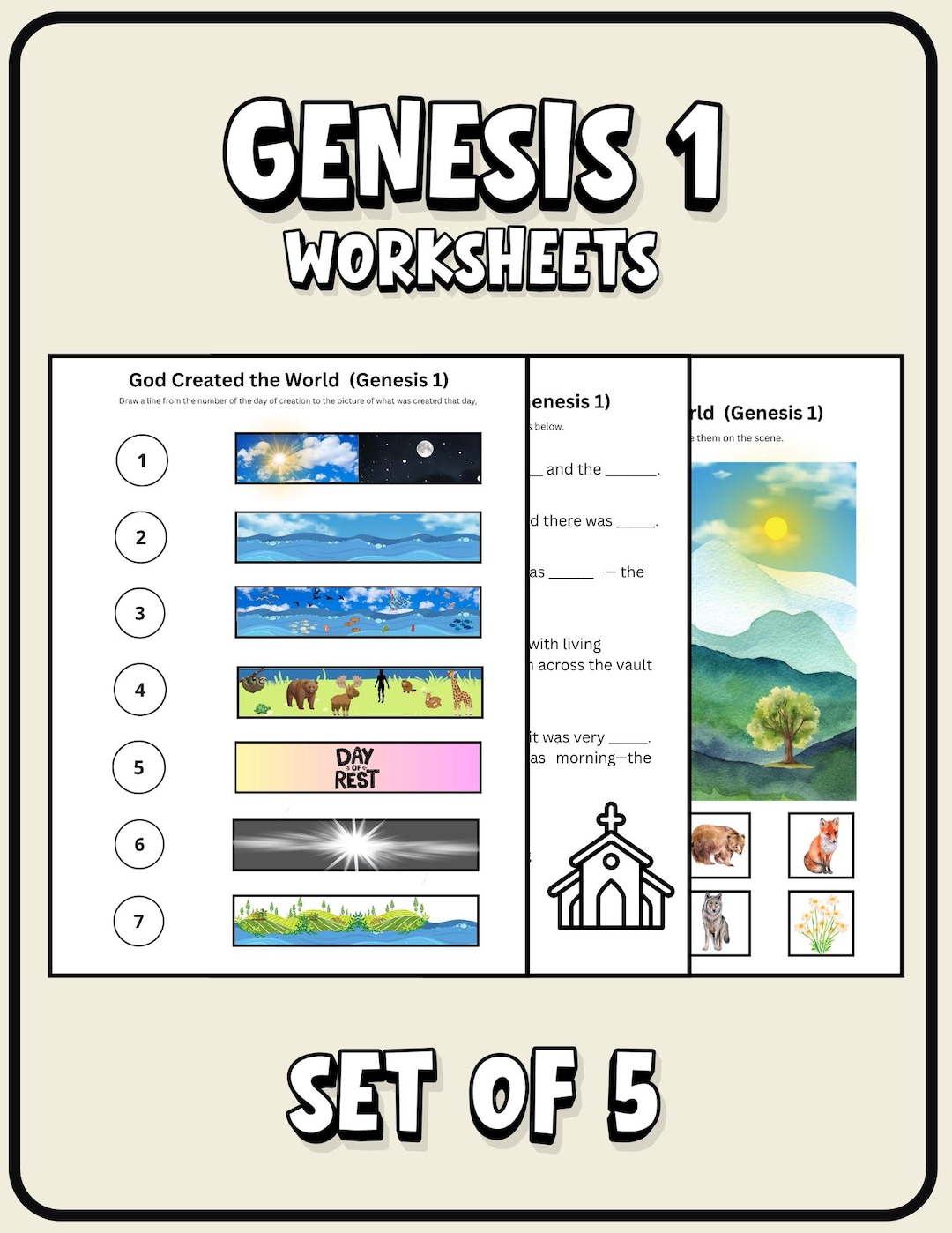 Genesis 1 Creation Worksheets - Etsy