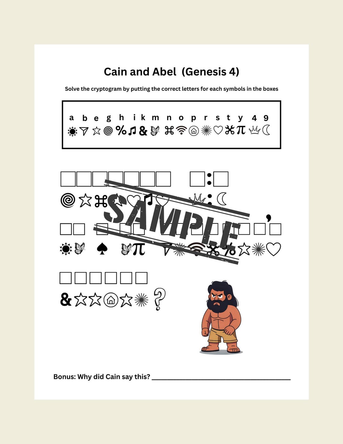 Genesis 4 Set of 5 Supplemental Worksheets - Etsy