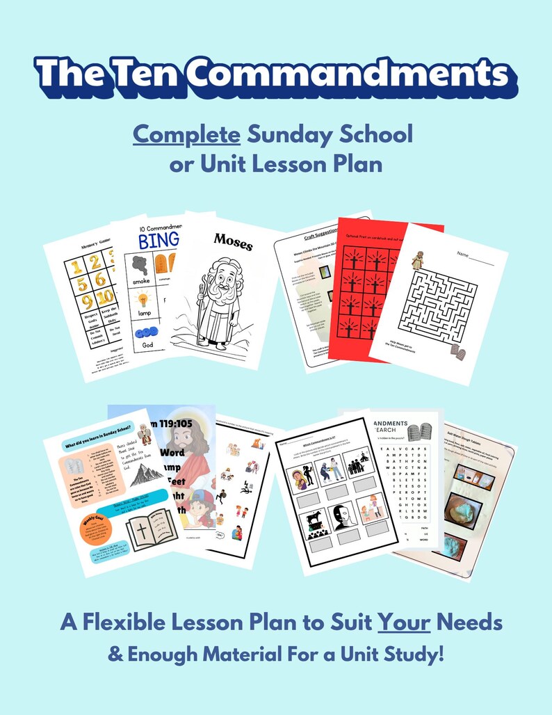 10 Commandments Complete Lesson Plan With Crafts and Activities - Etsy