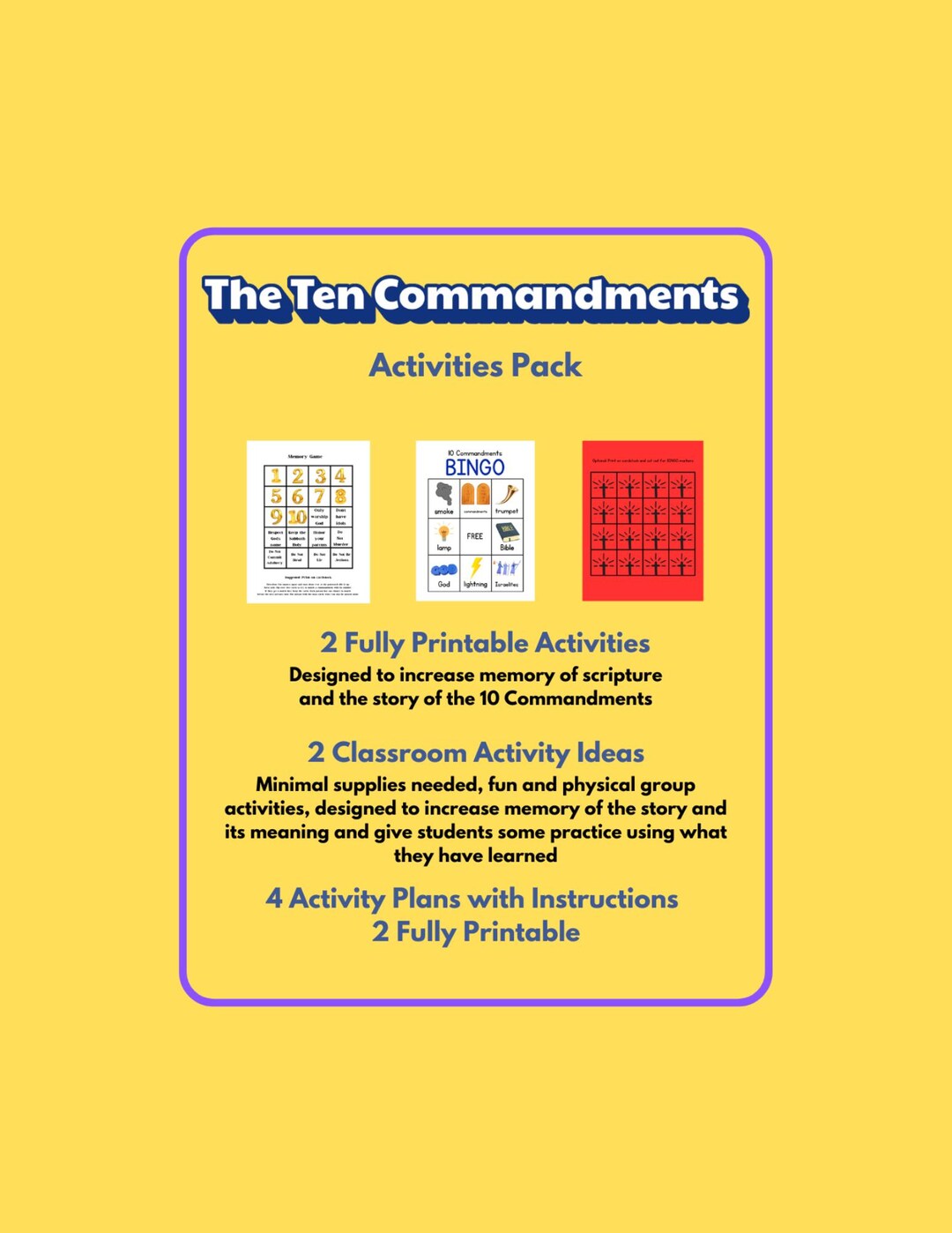 10 Commandment Activities Pack - Etsy