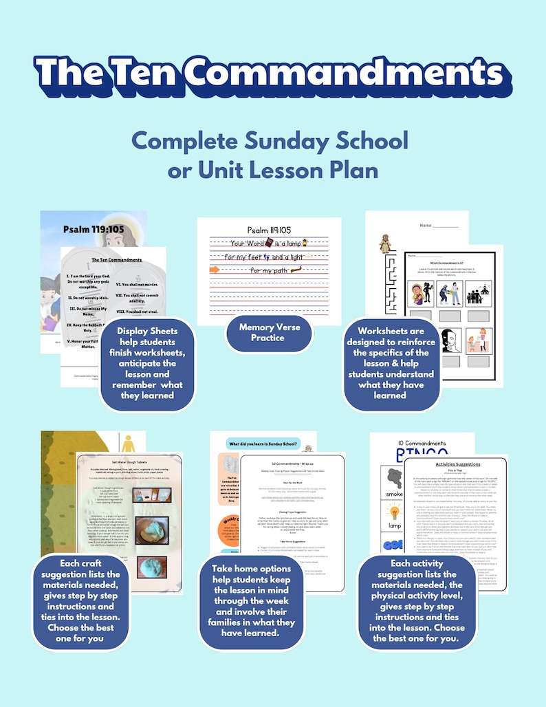 10 Commandments Complete Lesson Plan With Crafts and Activities - Etsy