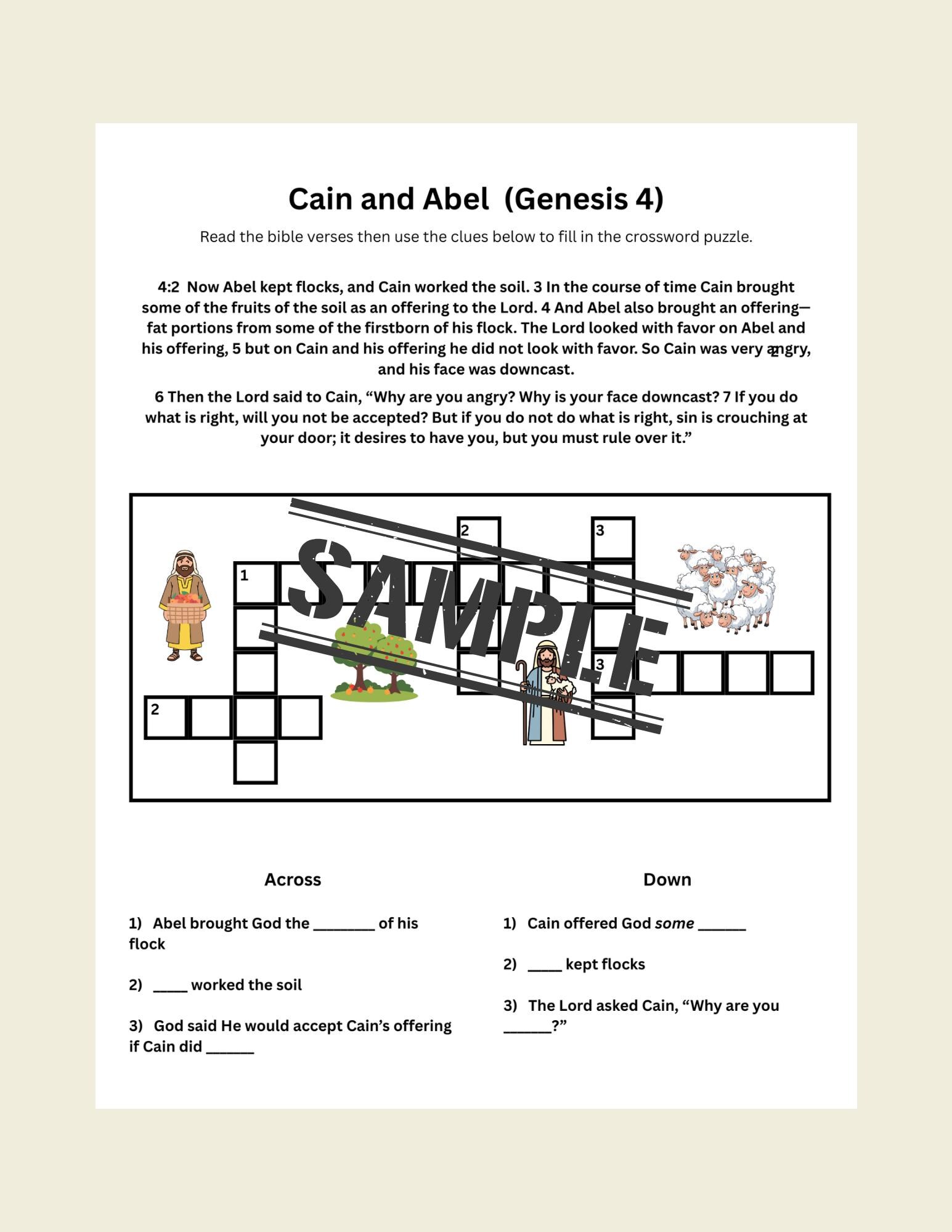 Genesis 4 Set of 5 Supplemental Worksheets - Etsy
