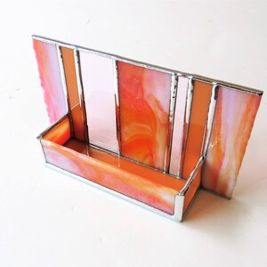 Contemporary Stained Glass Business Card Holder Modern Office Decor Art ...