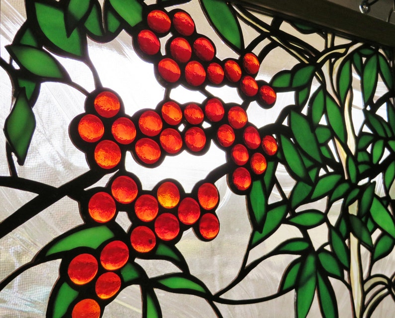 Stained Glass Window Art Nature Panel Wildlife Wren and | Etsy