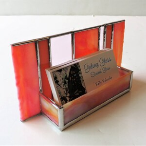 Contemporary Stained Glass Business Card Holder Modern Office Decor Art ...