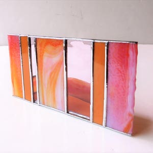 Contemporary Stained Glass Business Card Holder Modern Office Decor Art ...