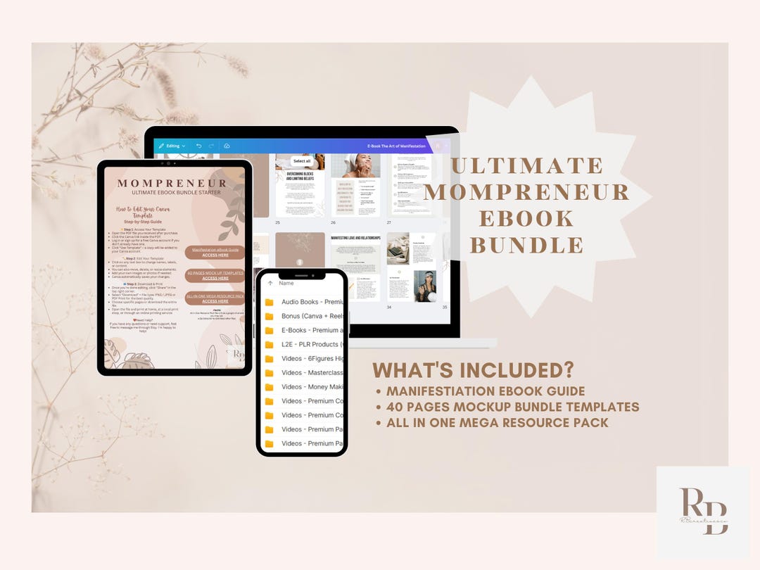 Mompreneur Business Bundle – Ebook, Mockup Templates, Resource Pack ...