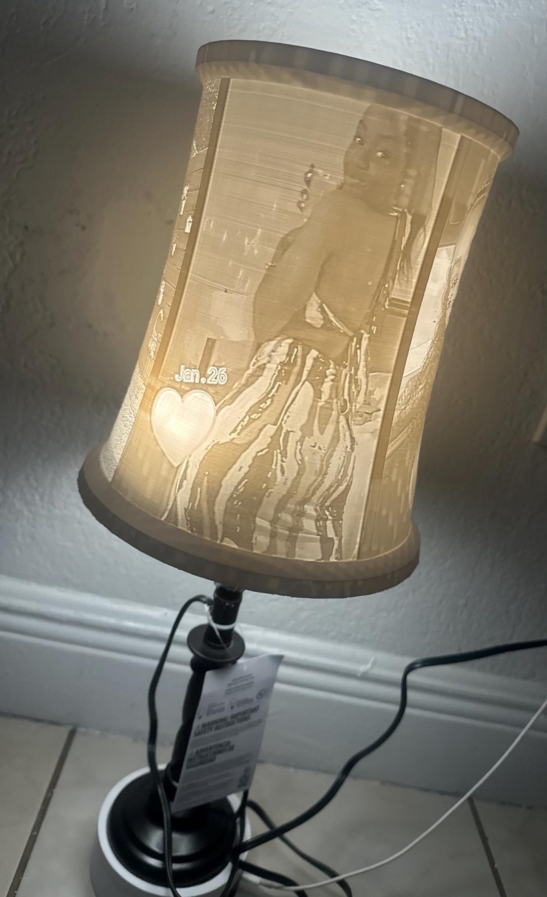 Custom Photo Lamp Shade Personalized Picture Lamp Memory Light Bedroom ...