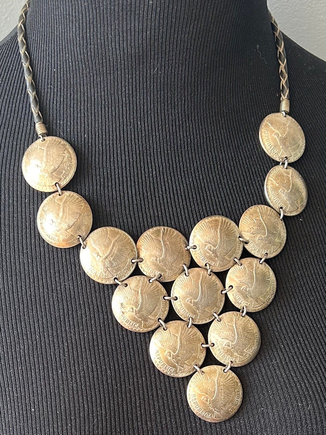 Vintage 70s Chile Condor 10 Centesimos REAL Coin Pendant Necklace ...