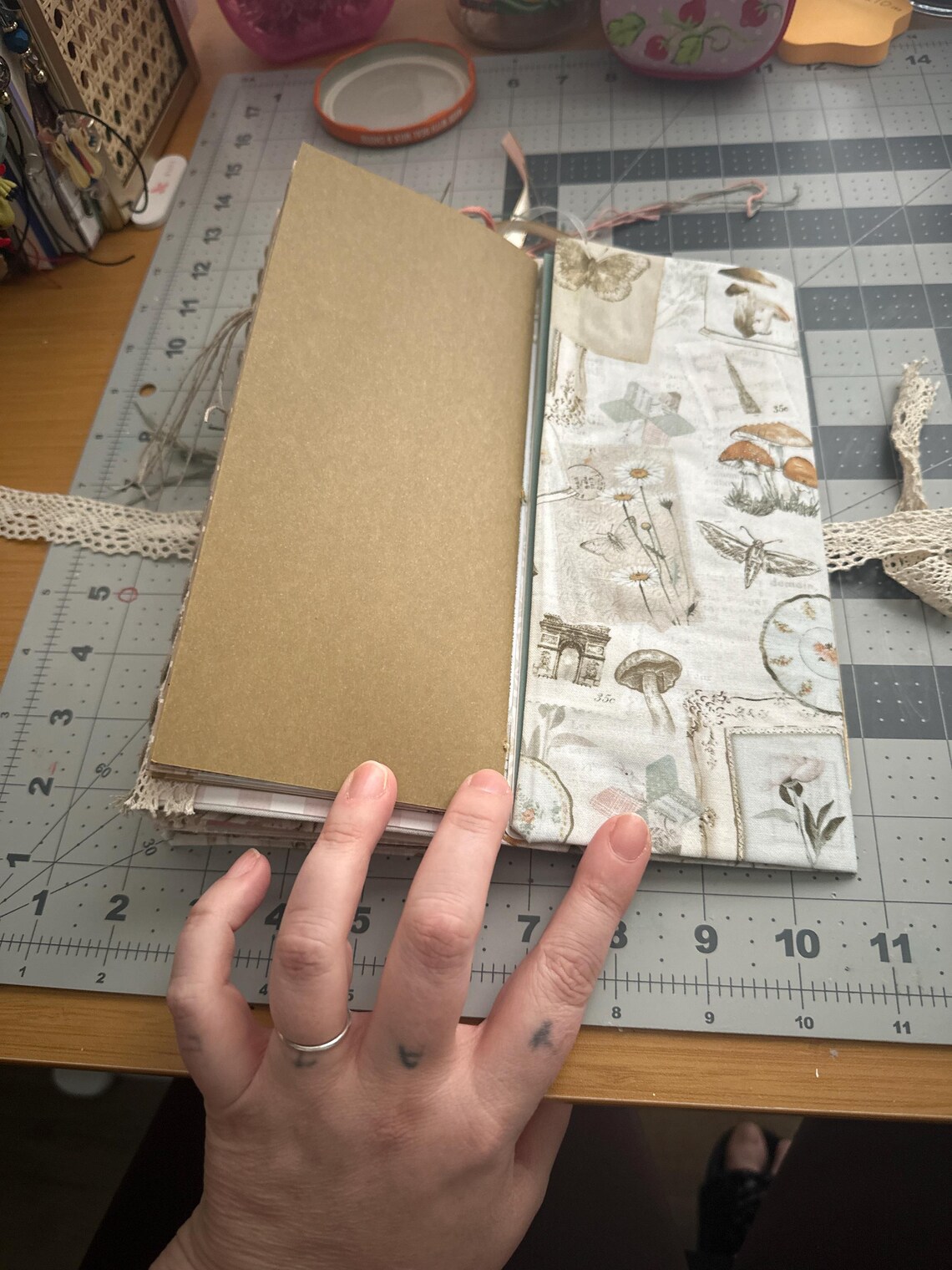 Upcycled Junk Mail Junk Journal: Fabric Cover, Handmade Bookmark - Etsy