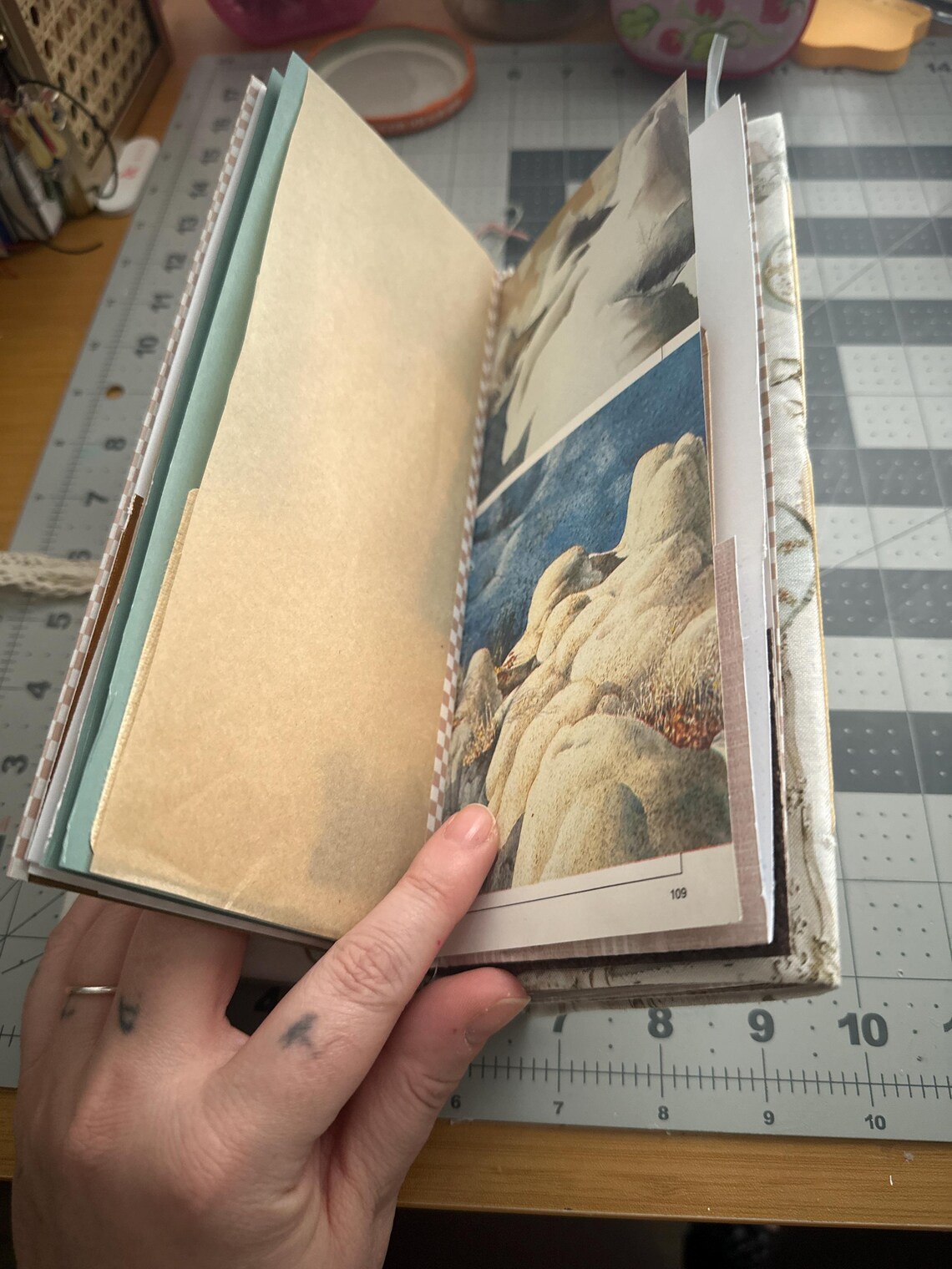 Upcycled Junk Mail Junk Journal: Fabric Cover, Handmade Bookmark - Etsy