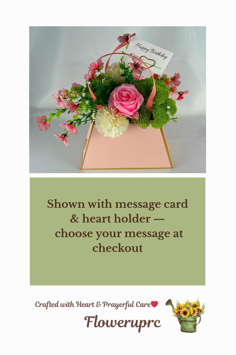 Pink Tulip Bow Sleeve Floral Arrangement – Lay Flat Gift, Year-round ...