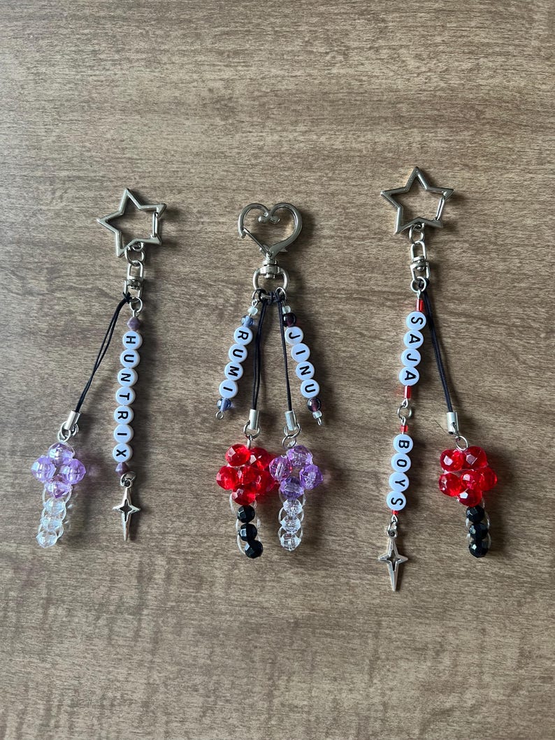 Huntrix and SJ Boys Inspired Beaded Lightstick Keychain Charms - Etsy
