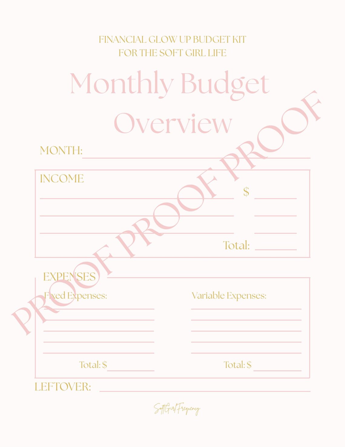 Financial Glow-up Budget Kit | Soft Girl Digital Planner | Blush & Gold ...