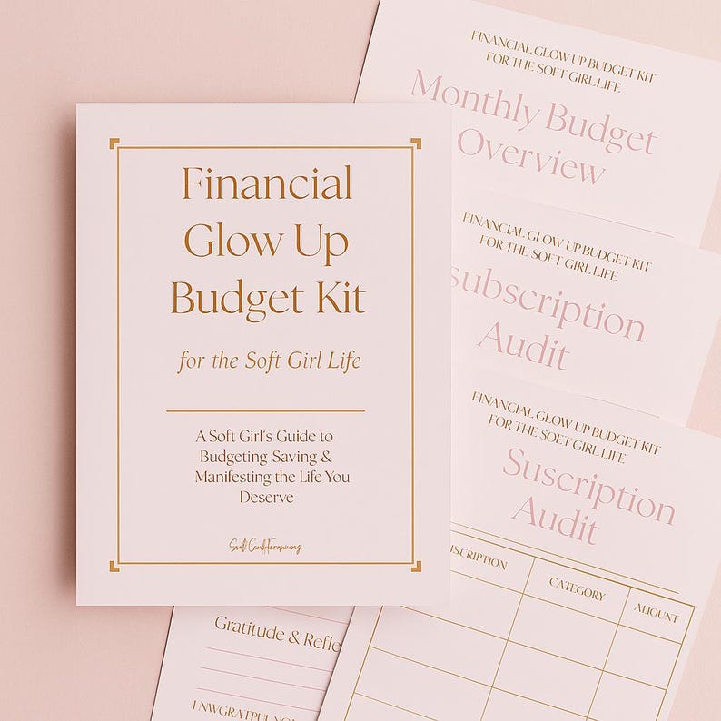 Financial Glow-up Budget Kit | Soft Girl Digital Planner | Blush & Gold ...