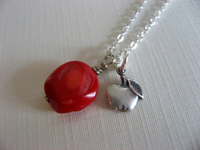 Tiny Apple Necklace Teacher Appreciation Gift Red Apple - Etsy