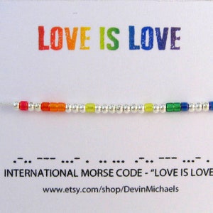 Love is Love Morse Code Necklace, Pride Jewelry, LBGTQ Necklace or Bracelet With Tiny Seed Beads ...