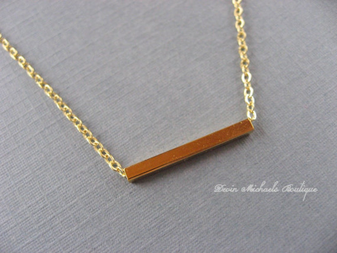 Tiny Gold Bar Necklace, Gold Pendant, Choker - Etsy