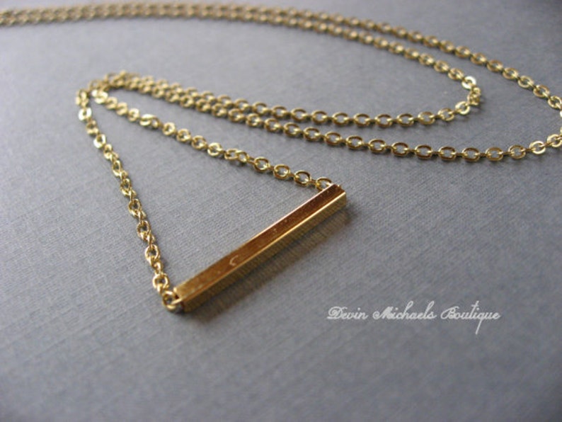Tiny Gold Bar Necklace Gold Pendant Choker - Etsy