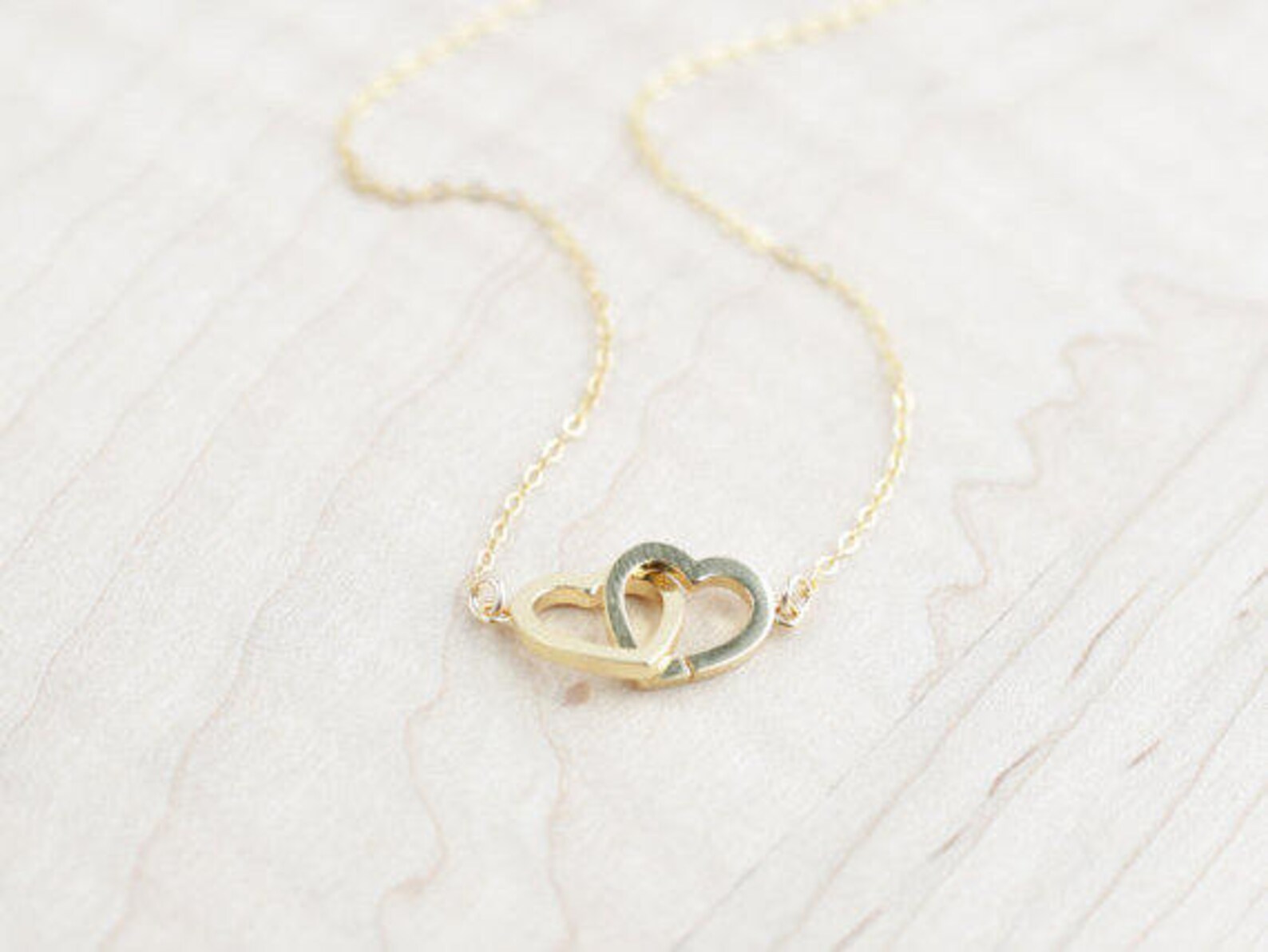 Interlocking Hearts Necklace Gold Connected Hearts Necklace | Etsy