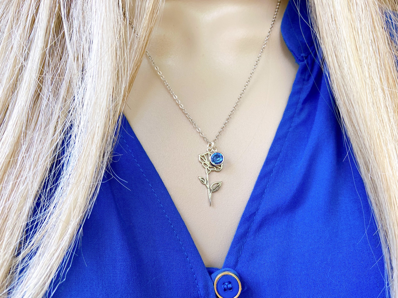Gold Birth Flower Necklace With Birthstone Birth Month - Etsy
