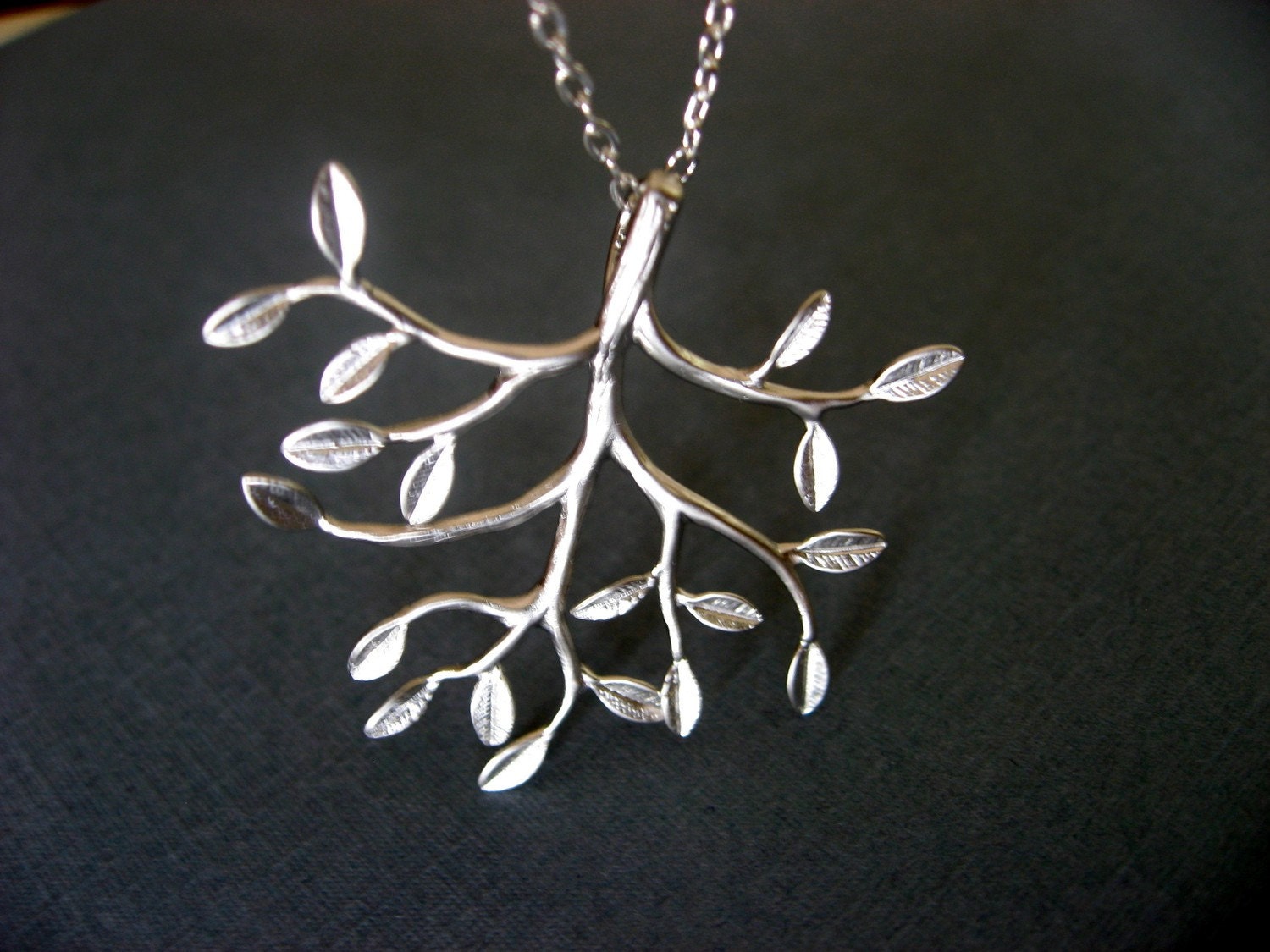 Tree Pendant Silver Tree Necklace Leafy Branch Necklace in | Etsy
