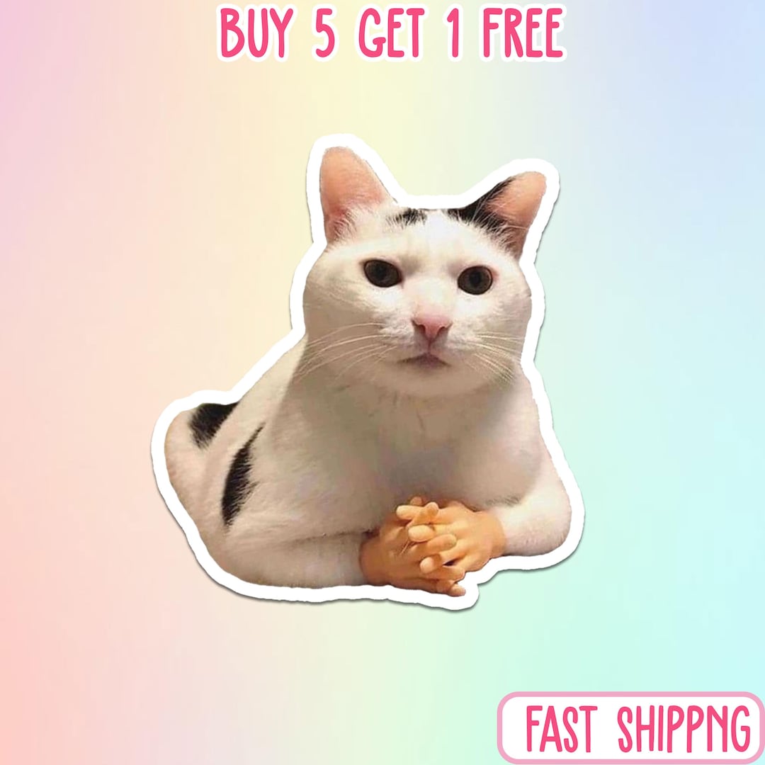 Polite Cat Meme Sticker, Judgment Cat Sticker, Funny Calm Cat Meme ...