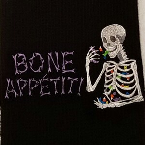 Bone Appetit Halloween Skeleton Kitchen Towel - Etsy