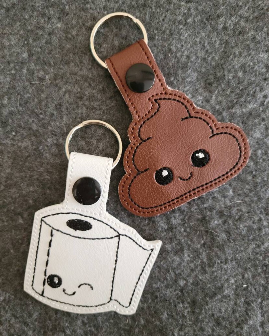 Poop and Toilet Paper Snap Tab Keychain Set - Etsy