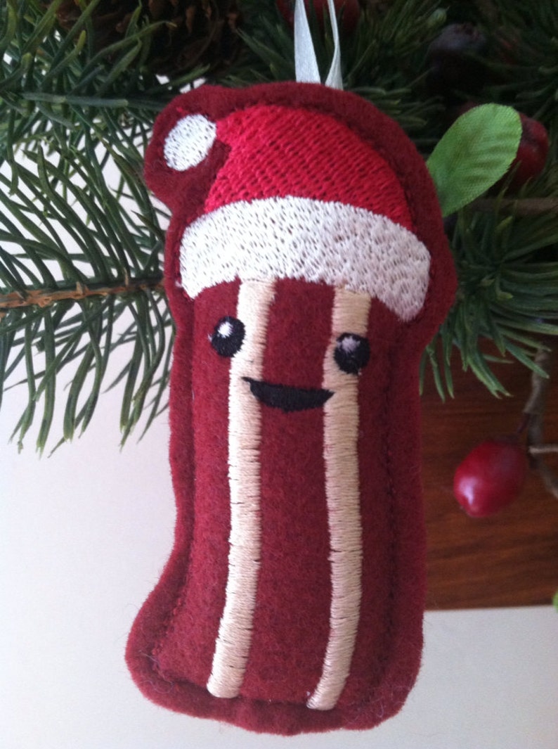 Santa Bacon Embroidered Ornament - Etsy