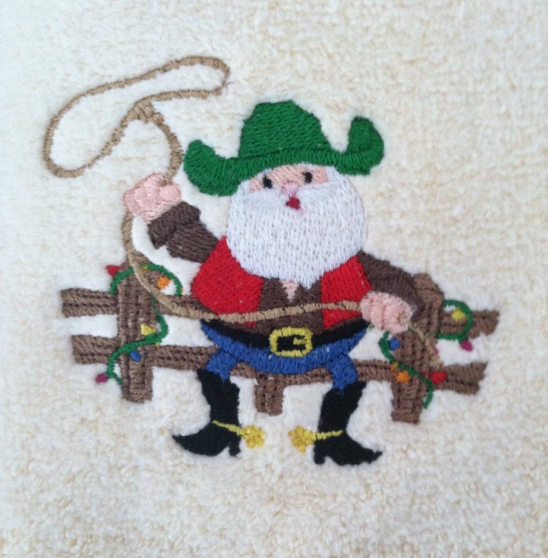 Mr. & Mrs. Cowboy Santa Claus Hand Towels - Etsy