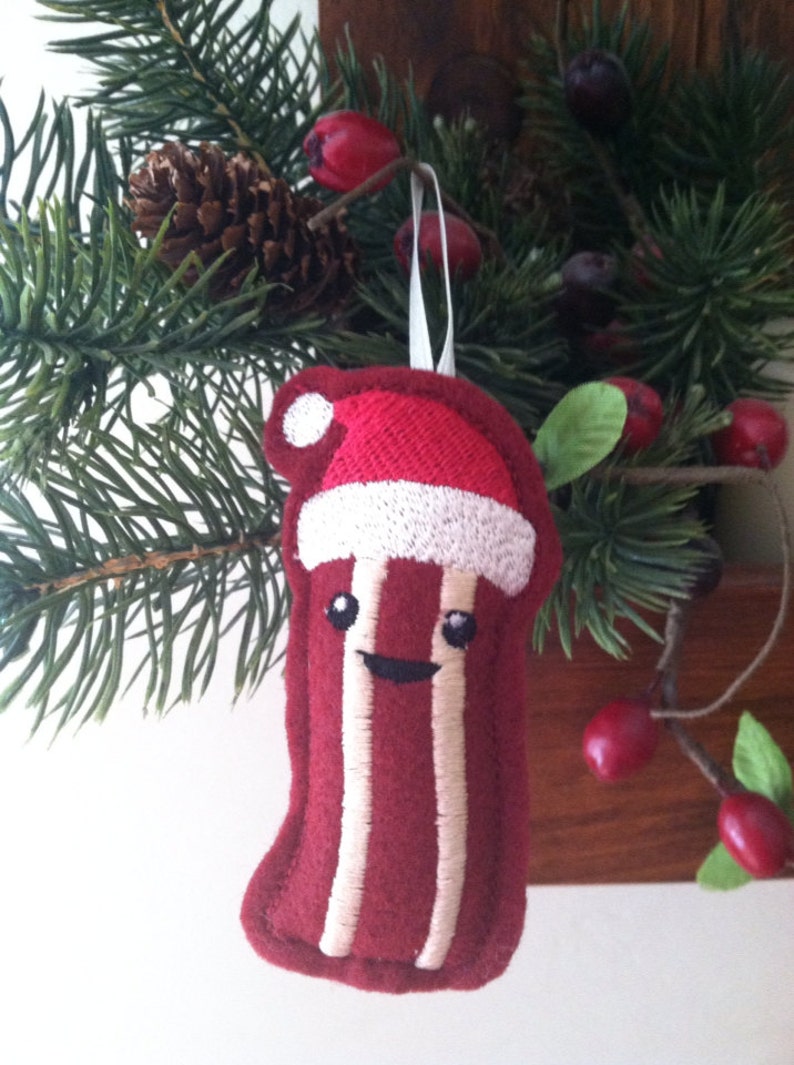 Santa Bacon Embroidered Ornament - Etsy