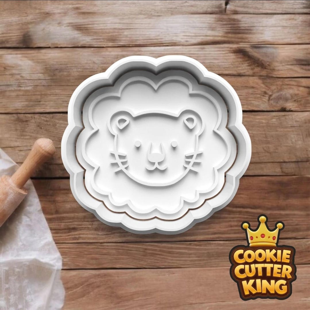 Lion Head Cookie Cutter With Embosser Stamp - Etsy