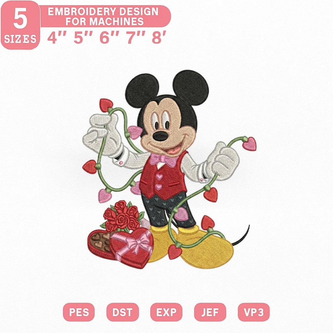 Cute Mouse Valentine Embroidery Design, Love Hearts Gift Embroidery ...
