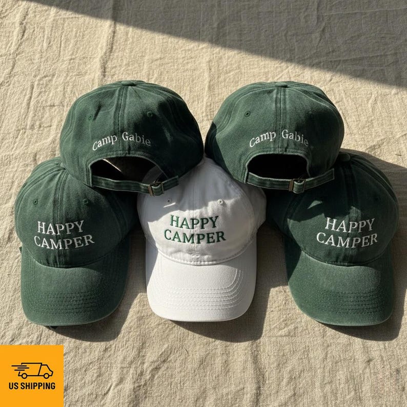 Happy Camper Embroidered Cap Vintage Dad Cap Camping Outdoor Adventure ...