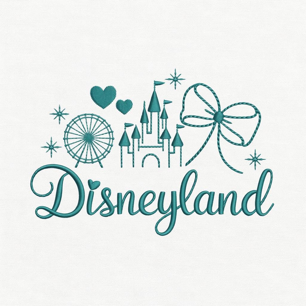 Disneyland Embroidery Design | Castle Stitch Pattern | Cute Bow & Heart ...