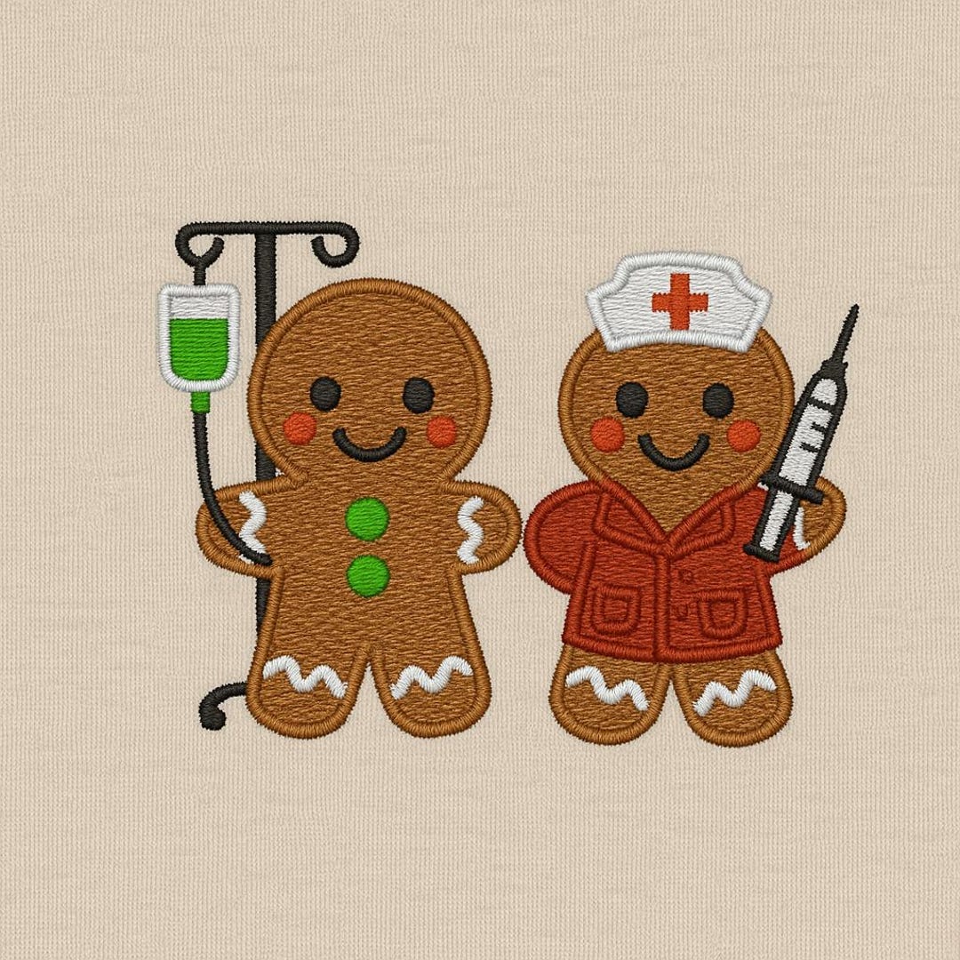 Nurse Gingerbread Embroidery Design, Medical Christmas Embroidery File ...