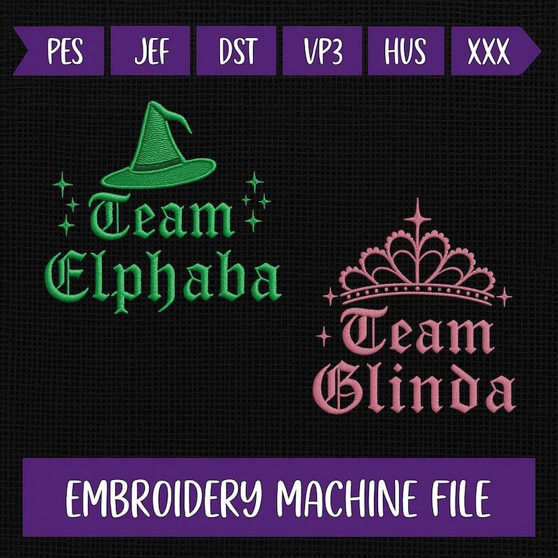 Team Elphaba Team Glinda Embroidery Design, Wicked Inspired Embroidery ...