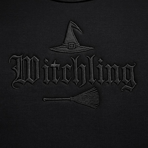 Witchling Embroidery Design, Gothic Witch Hat Broom Embroidery File ...