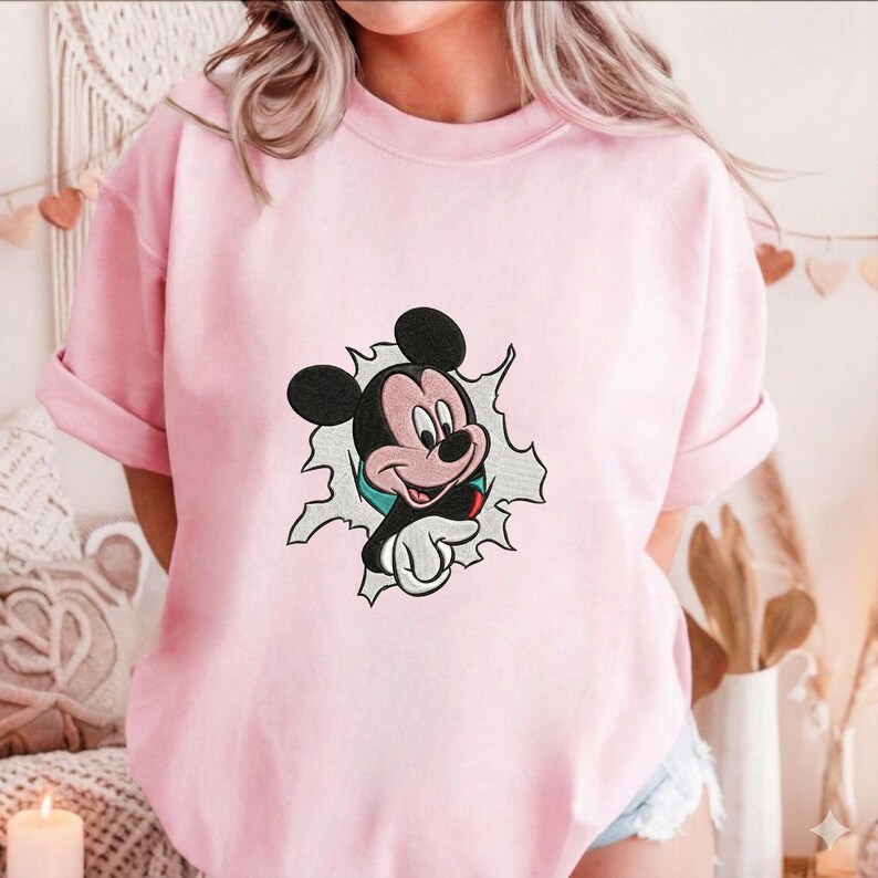 Mickey Mouse Rip Embroidery Design, Disney Mickey Tear Fabric ...