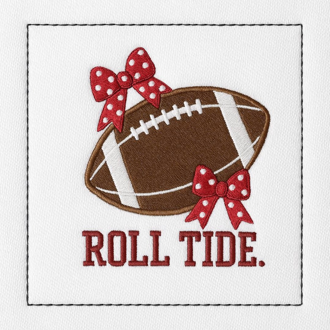 Roll Tide Embroidery Design, Football Bow Applique, Alabama Crimson ...