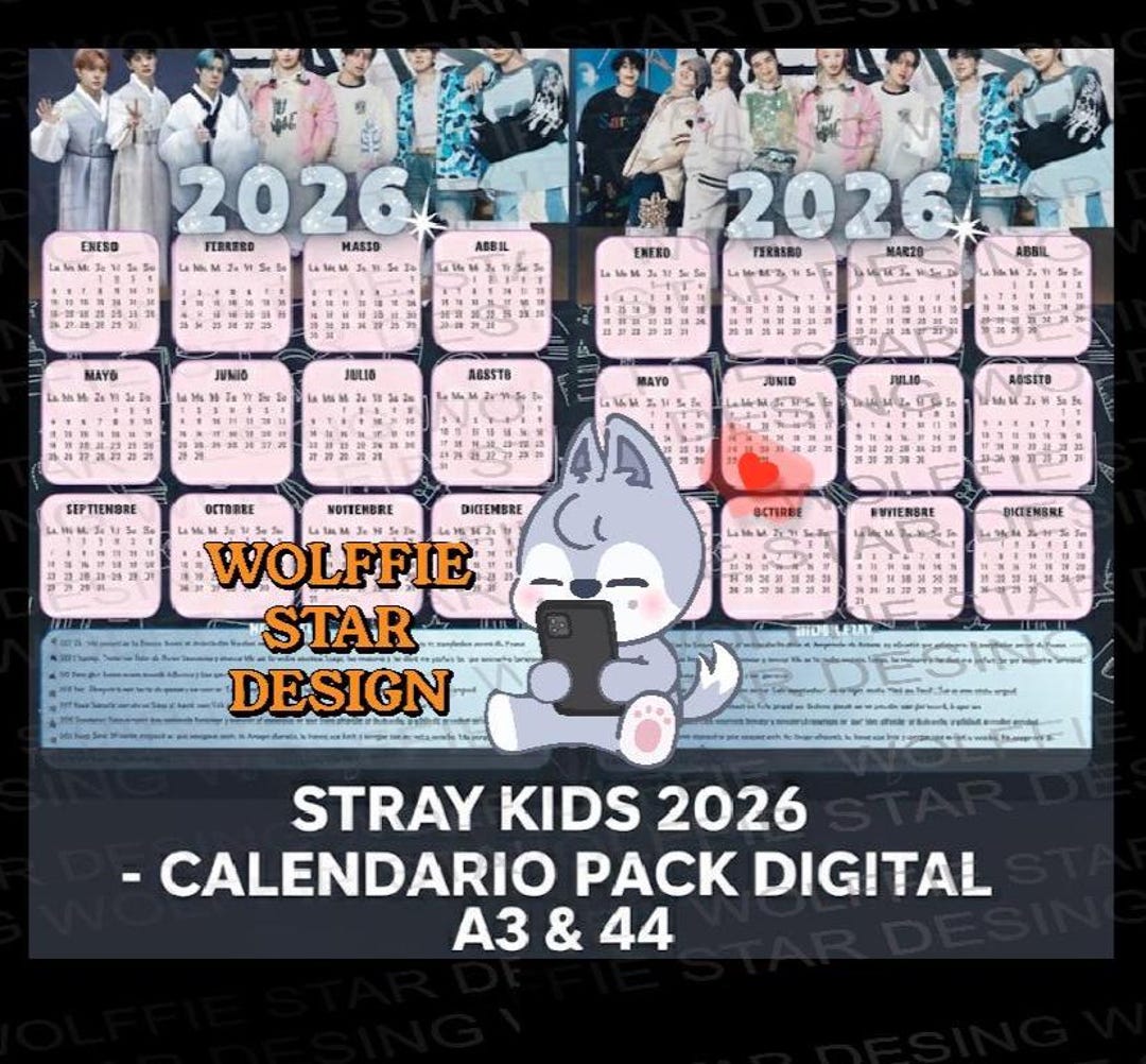 Stray Kids Calendar 2026 Pack A3 & A4 - All Members - PDF PNG Digital ...