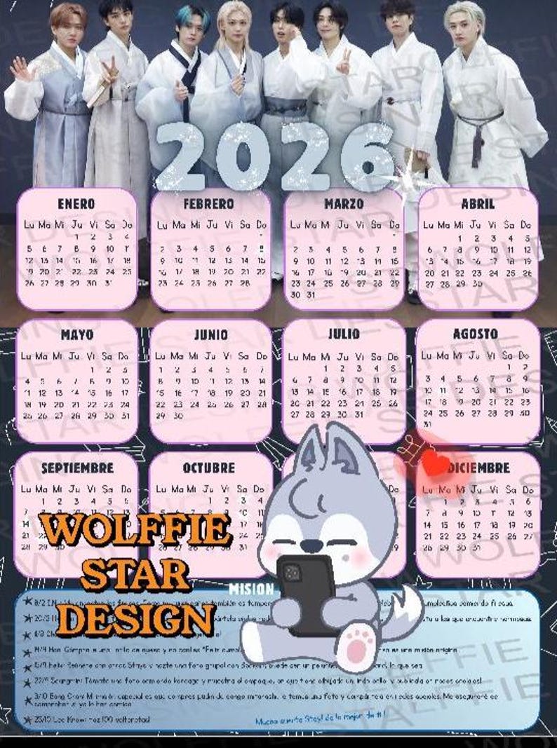 Stray Kids Calendar 2026 Pack A3 & A4 - All Members - PDF PNG Digital ...