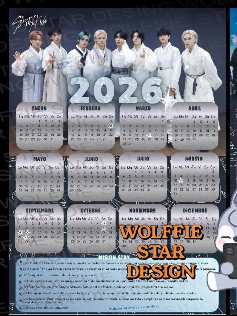 Stray Kids Calendar 2026 Pack A3 & A4 - All Members - PDF PNG Digital ...