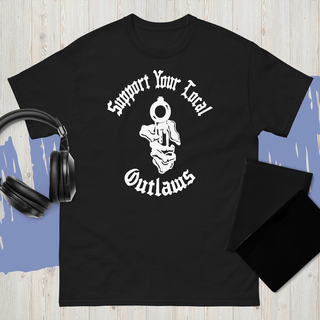 New Support Your Local Outlaws Logo White Black Men's T-shirt Usa Size ...