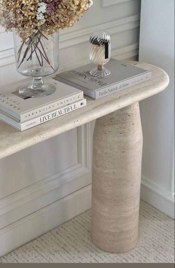 Artisan-made Natural Stone Console Table | Sculptural Marble Design - Etsy